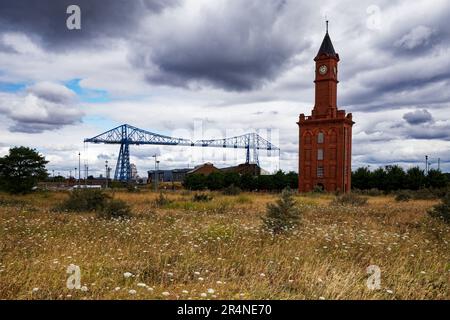 Transporter Bridge and Dock Clock Tower Middlesbrough, Teesside Stock ...