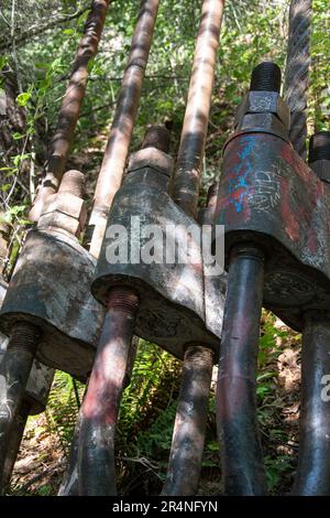 Historic Alexandra Bridge cable anchors in Spuzzum, British Columbia ...