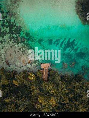 Aerial view of Weekuri lake, Sumba, East Nusa Tenggara, Indonesia Stock ...