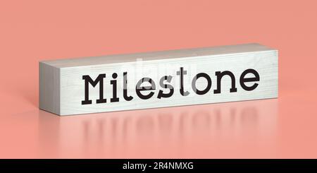 Milestone - word on wooden block - 3D illustration Stock Photo - Alamy