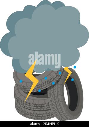 Junkyard icon isometric vector. Worn car tire and parcel box near metal ...