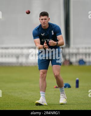 England's Matthew Potts during a nets session at Trent Bridge ...