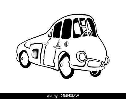 Hand drawn Illustration of Aurel Persu aerodynamic prototype car (1923 ...