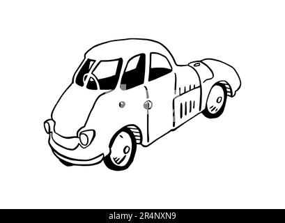 Hand drawn Illustration of Aurel Persu aerodynamic prototype car (1923 ...