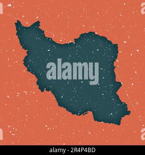 Iran vintage map. Grunge poster with map of the country in retro color ...