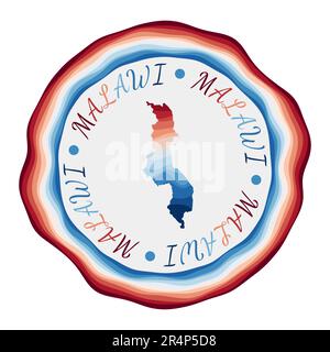 Malawi round stamp. Round logo with country map and title. Stylish ...