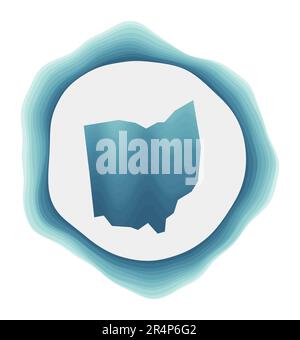 Ohio icon. Round logo with us state map and title. Stylish Ohio badge ...