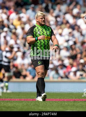 Oli Kebble of the World XV in action during the Killik Cup match ...