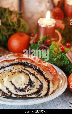 Christmas swedish poppy bun. Festive dessert Stock Photo - Alamy