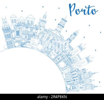 Portugal, Porto line travel skyline set. Portugal, Porto outline city ...