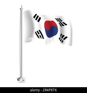 Realistic National flag of South Korea. Current state flag made of ...