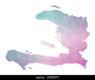 Vector polygonal Haiti map. Vibrant geometric country in low poly style ...