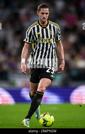 Adrien Rabiot of AC Milan in action during the Serie A football match ...