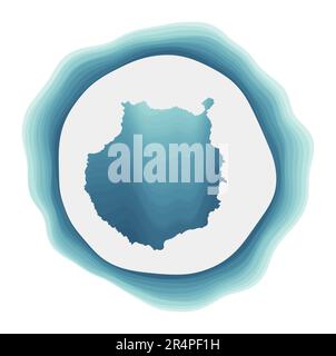 Gran Canaria round logo. Digital style shape of Gran Canaria in dotted ...