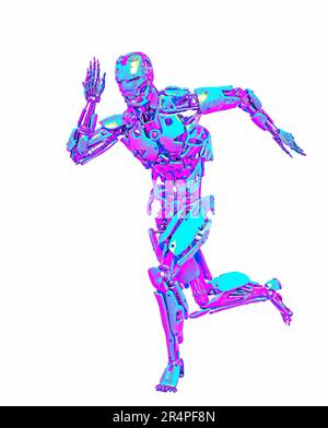 cyborg running in action, 3d illustration Stock Photo - Alamy