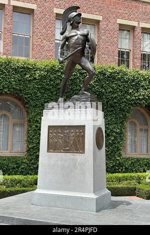 The statue of Southern California Trojans mascot Tommy Trojans is seen ...