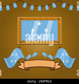 Vector Illustration of Pattern Micronesia Flags and Dark Blue Color ...