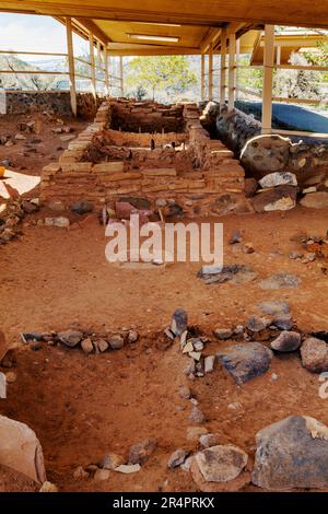 Ruins of original Pueblo Anasazi home site; Anasazi State Park Museum ...