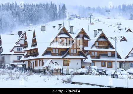 Tourist apartments in Bialka Tatrzanska, Poland Stock Photo - Alamy