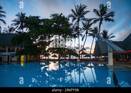 Swimming pool of a luxury resort by the Indian Ocean. Kenya, Africa ...