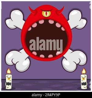 Monster with candles, illustration, vector on white background Stock ...