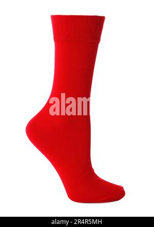 One red sock isolated on white background Stock Photo - Alamy