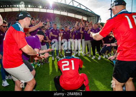 Limerick, Ireland. 29th May, 2023. Malakai Fekitoa with his daughter ...