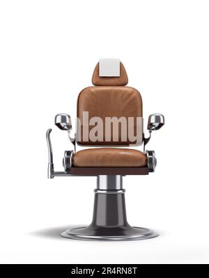 leather barber chair with chrome inserts perspectiva view 3d render on ...
