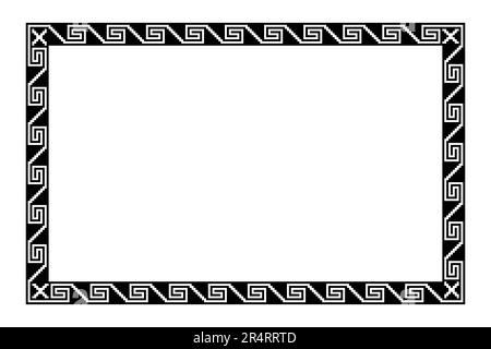 Aztec stepped fret motif, rectangle frame with meander pattern. Border ...