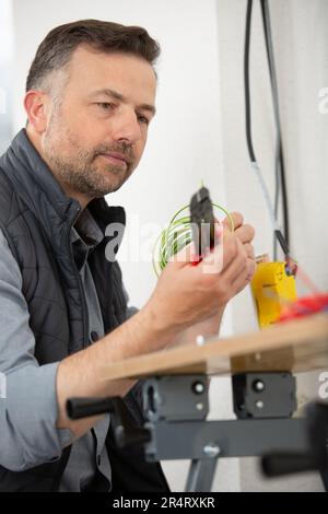 Bunch of tangled computer data cables. Shallow depth of field Stock ...