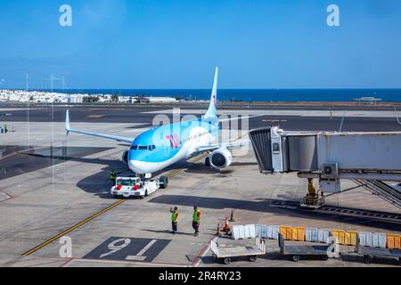 Lanzarote, Spain - February 5, 2023: aircraft at apron at airport Cesar ...