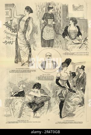 Page from vintage French comic paper, Cartoon, Two solider peeling ...