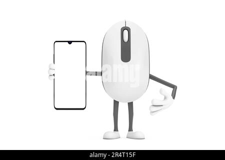 Cartoon Character of Computer Mouse with mobile Stock Photo - Alamy