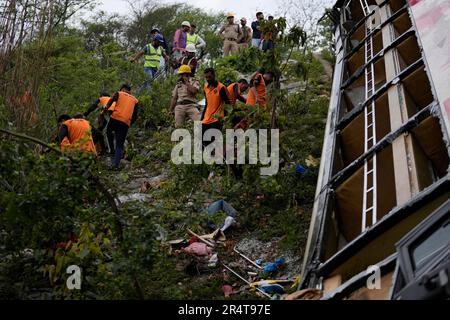 Jammu & Kashmir State Disaster Response Force (SDRF) personnel inspect ...