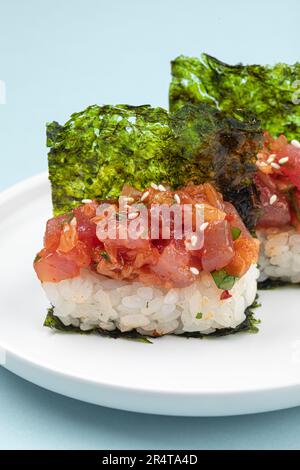 Japanese hand rolls with spicy tuna fish Stock Photo - Alamy