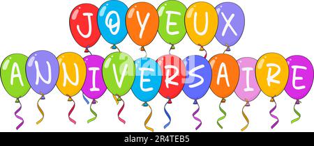 Happy Birthday lettering in French (Joyeux anniversaire) with colorful ...