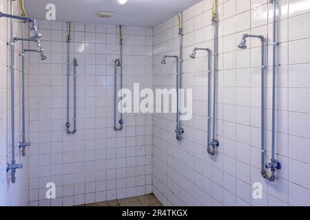 Showers at sports club Stock Photo - Alamy