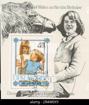 North Korean commemorative stamp: 21st Birthday of the Princess of Wales Diana Spencer, North ...