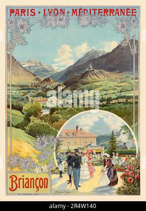 An advertisement poster for PLM (Paris-Lyon-Méditerranée) featuring ...