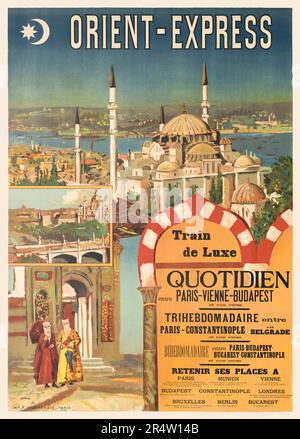 Vintage Railways Poster for the "Orient-Express" 1890s, with image of ...