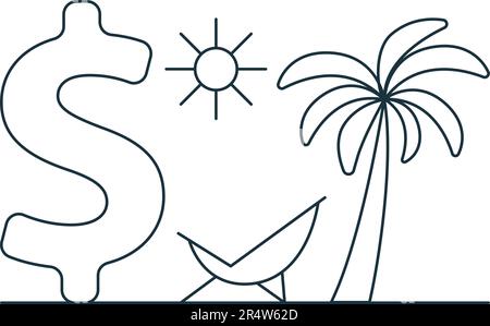 Paid vacation icon. Monochrome simple sign from employee benefits ...