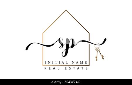 Initial SP logo for real estate with simple and creative house roof ...