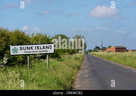 Sign for Sunk Island, Holderness, East Yorkshire, England UK Stock ...