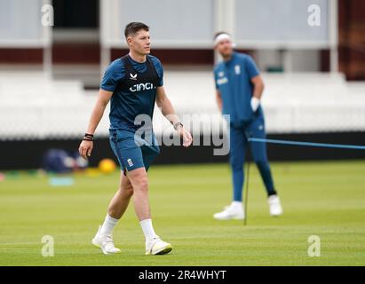 England's Matthew Potts during a nets session at Lord's Cricket Ground ...