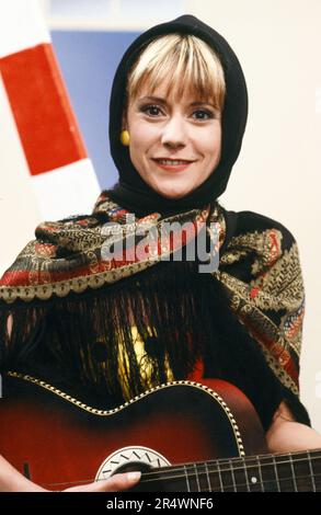 French TV presenter Dorothée on the set of the TV variety show ...