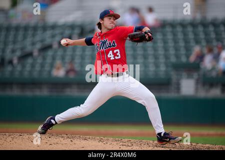 Ole Miss Rebels pitcher Cole Ketchum (43) during an NCAA baseball game ...