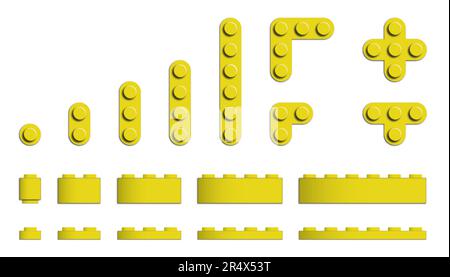 Set of colored building bricks in various lengths with rounded corners ...