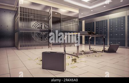 bank vault was invaded inside out view, 3d illustration Stock Photo - Alamy
