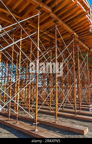 Scaffolding holding up a new highway ramp Stock Photo - Alamy