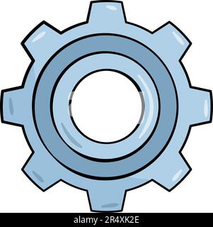 Blue cogwheel. Icon. Cartoon. Vector illustration. Isolated on white ...